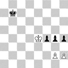 Interesting variation on the classic 3v3 pawn breakthrough, black to ...